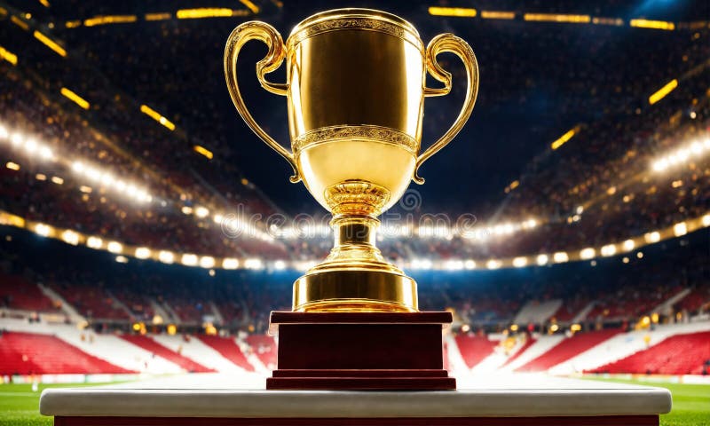 Winners Cup on the Football Field. Selective Focus Stock Image - Image ...