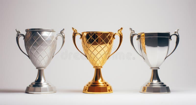 Winners Cups Stand in a Row Stock Illustration - Illustration of object ...