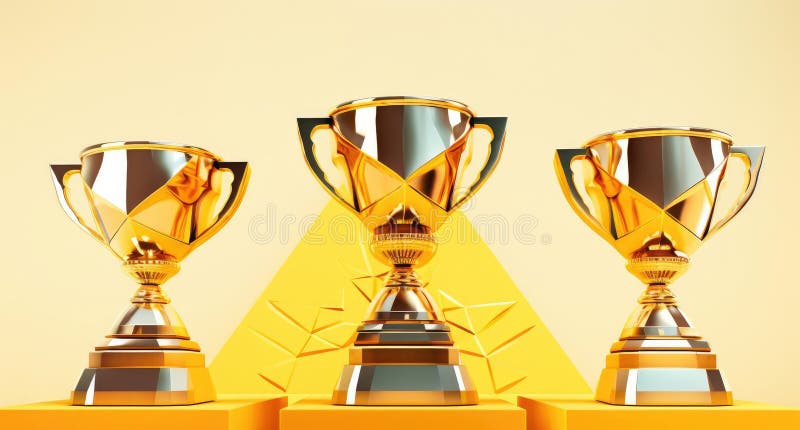 Winners Cups Stand in a Row Stock Illustration - Illustration of ...