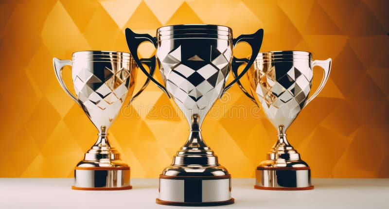 Winners Cups Stand in a Row Stock Illustration - Illustration of prize ...