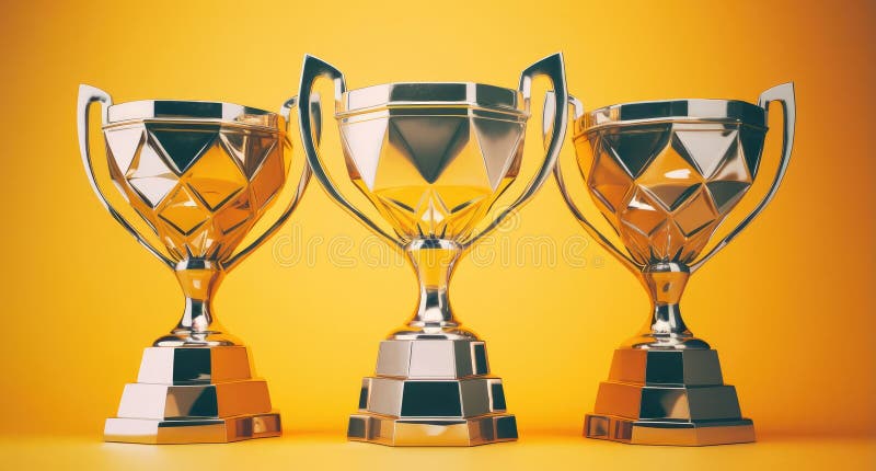 Winners Cups Stand in a Row Stock Illustration - Illustration of object ...