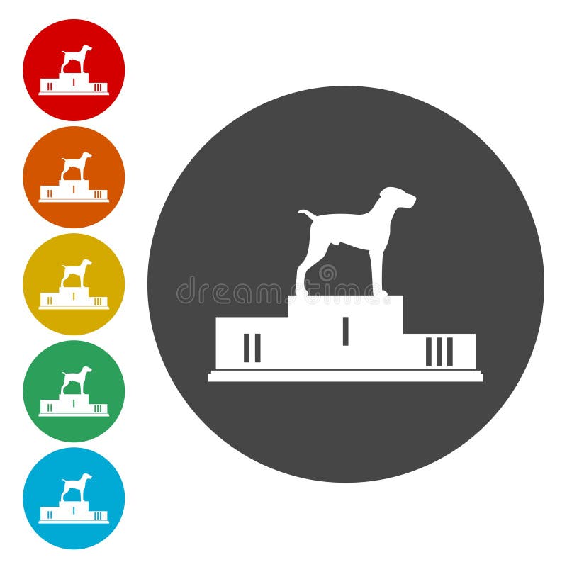 Winners of Dog Competition at the Podium Icon Set Stock Vector ...