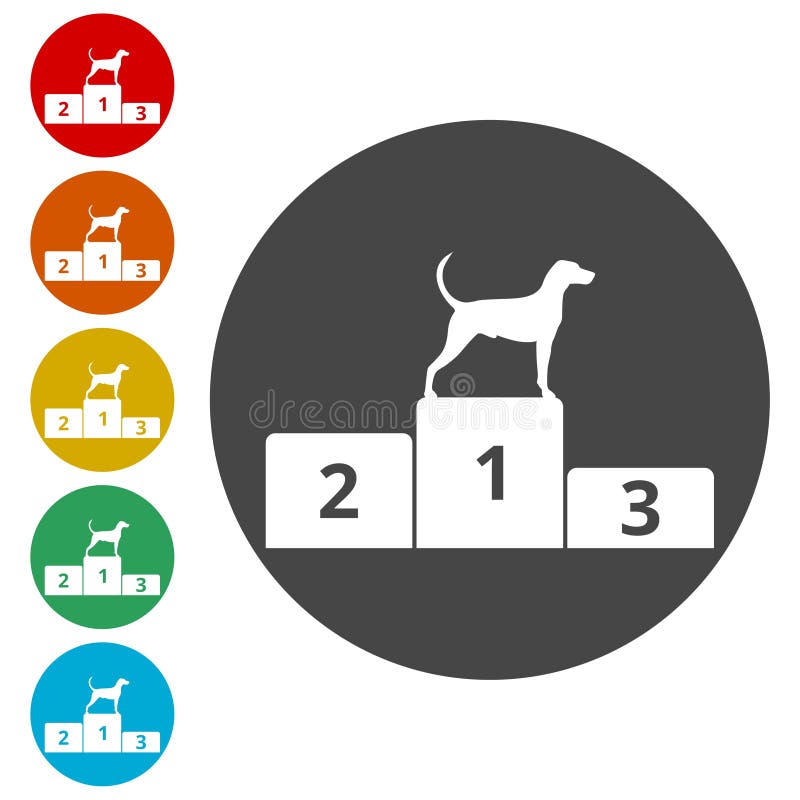 Winners of Dog Competition at the Podium Icon Stock Illustration ...