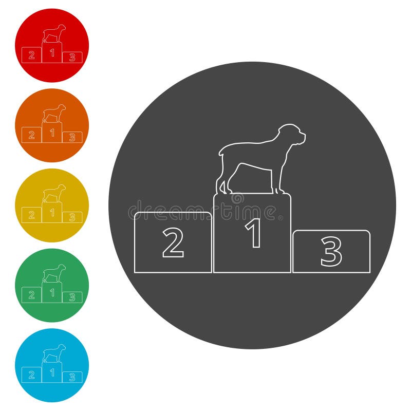 Winners of Dog Competition at the Podium Icon Stock Vector ...