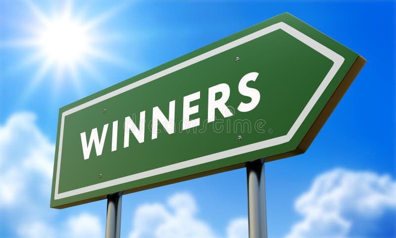Winners Green Road Sign Against Clouds and Sunburst Stock Image - Image ...