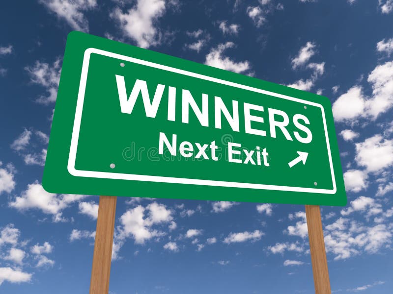 Winners Next Exit Road Sign Stock Illustration - Illustration of post ...