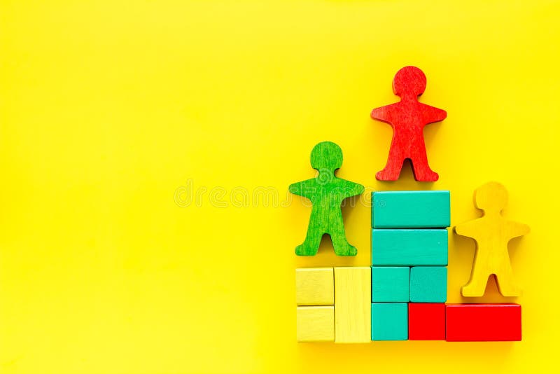 Winners Podium. Figures of Humans on Yellow Desk Top-down Space for ...