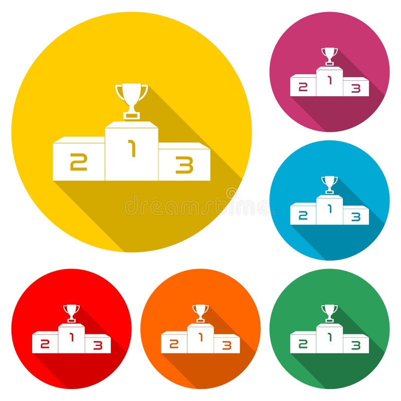 The Winners Podium Icon with Long Shadow Stock Vector - Illustration of ...