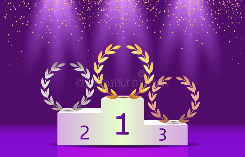 Winners Podium with Laurel Wreath. Three Prizes Stock Illustration ...