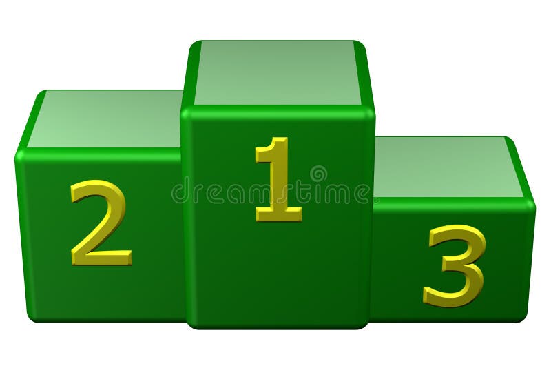 Winners Podium with Numerals. 3D Rendering. Stock Illustration ...