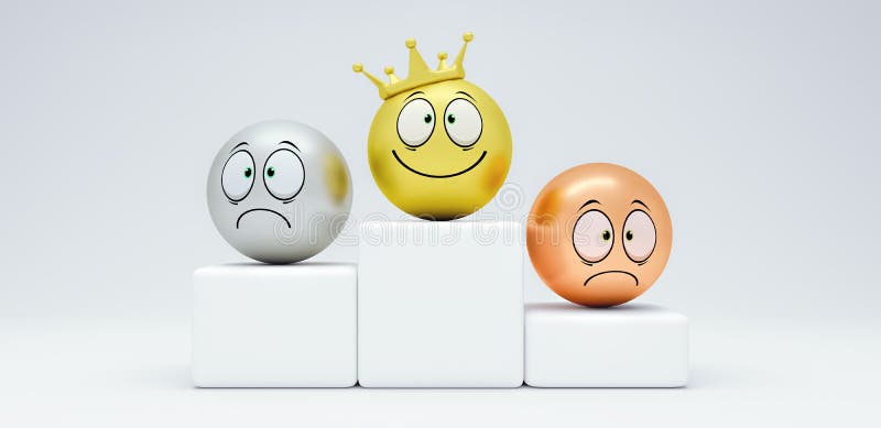 Winners Podium with Smiley 3d Render Stock Illustration - Illustration ...