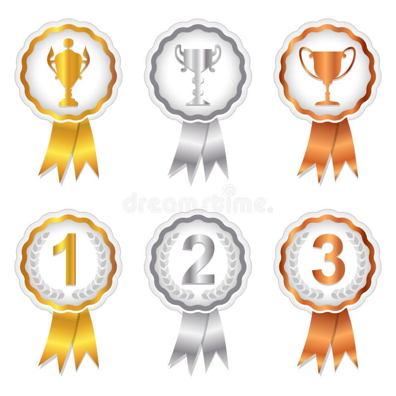 Winners Set 1 - Gold, Silver and Bronze Rosettes Stock Vector ...