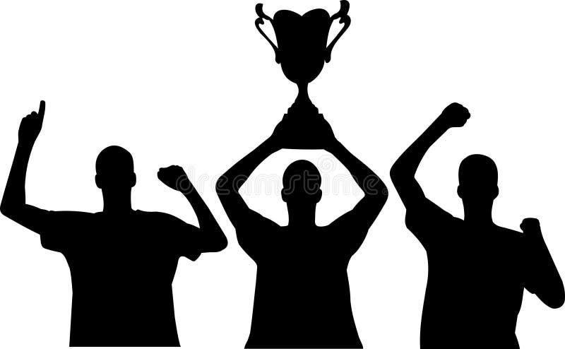 Trophy Winners Celebrate Silhouette Stock Vector - Illustration of team ...