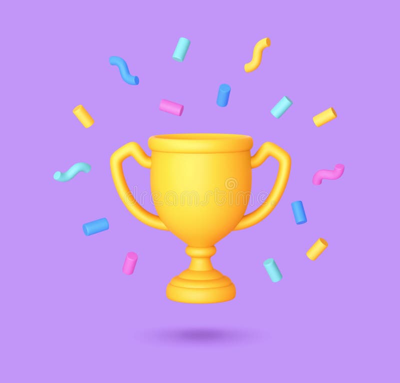 Winners Trophy Icon. Champion Cup with Falling Confetti Stock ...
