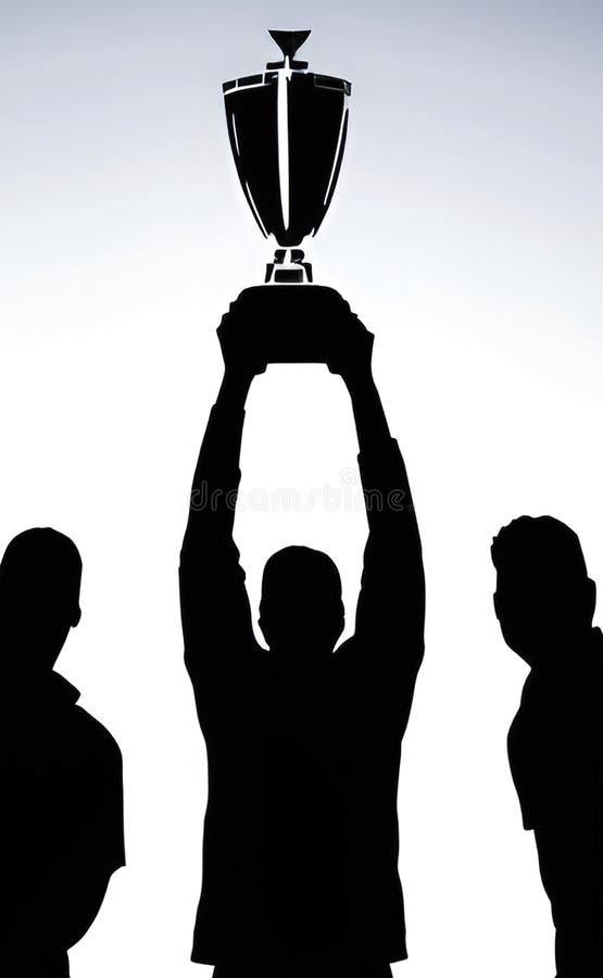 Winners with a trophy stock illustration. Illustration of premium ...