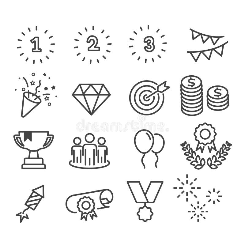 Winning, Awards Related Icon in Trendy Outline Isolated on White ...