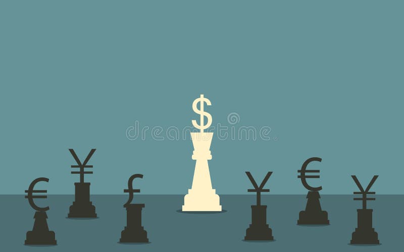 Winning Dollar White Chess in Flat Icon Design on Blue Color Background ...
