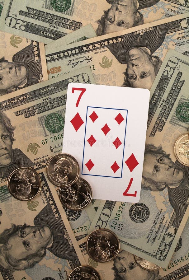 Winning Gamble on Seven of Diamonds Stock Image - Image of coin, casino ...