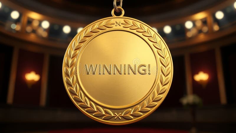 WINNING Gold Medal of Achievement Stock Illustration - Illustration of ...