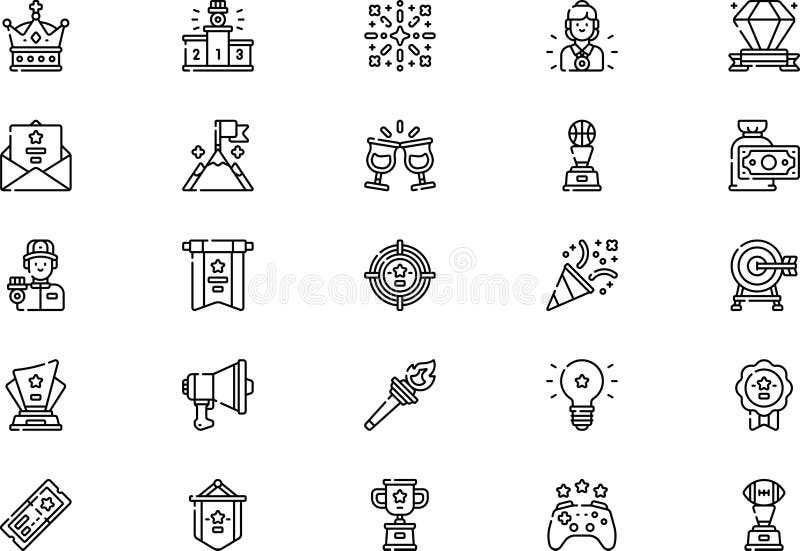 Winning Icons Collection is a Vector Illustration with Editable Stroke ...