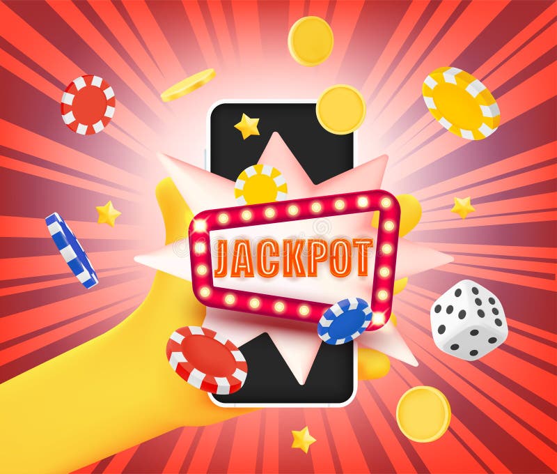 Winning Jackpot Concept with Flying Gambling Elements and Smartphone ...