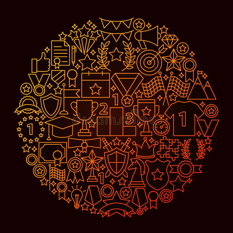 Winning Line Icon Circle Concept Stock Vector - Illustration of emblem ...