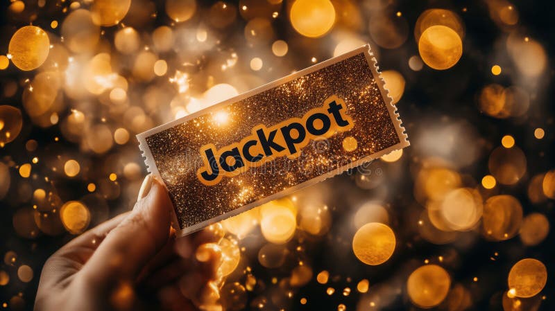 Winning Lottery Ticket Held in Hand, Surrounded by Golden Bokeh Lights ...