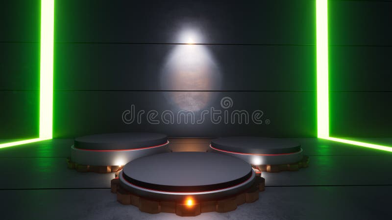 Winning Platform of the Three Centers with Neon Lights in the ...