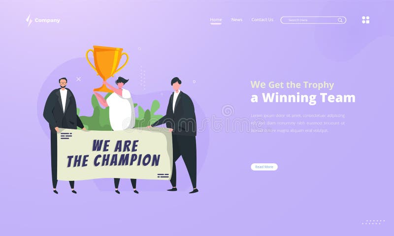 The Winning Team Get a Trophy Illustration on Landing Page Concept ...