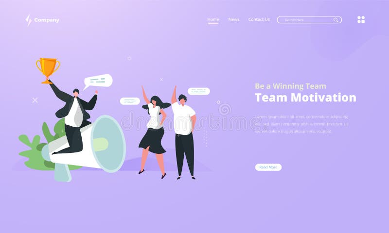 Teamwork Motivation Illustration To Achieve Success on Landing Page ...