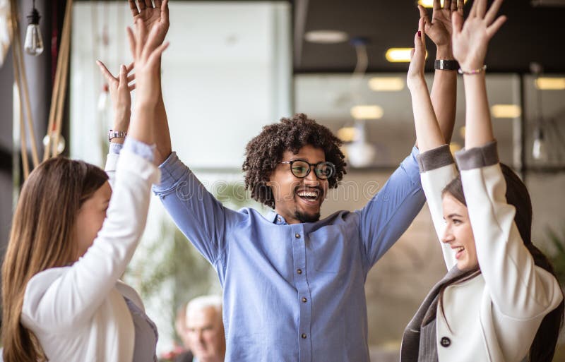 The winning team stock photo. Image of cheerful, colleague - 183825586
