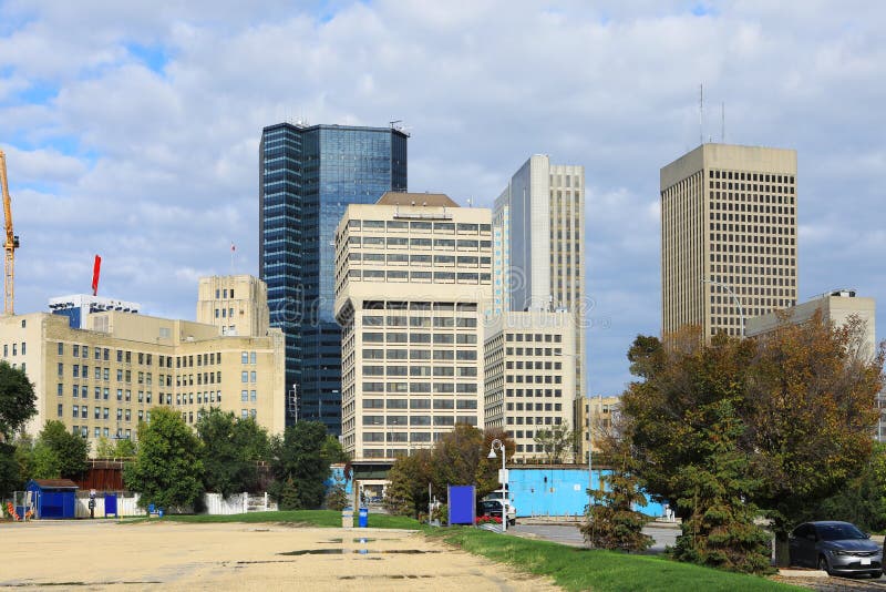 Winnipeg, Manitoba City Center in Autumn Stock Photo - Image of forks ...