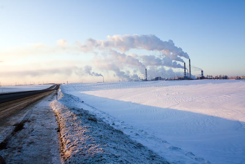 Factory in the winter stock photo. Image of factory, carbon - 12882316