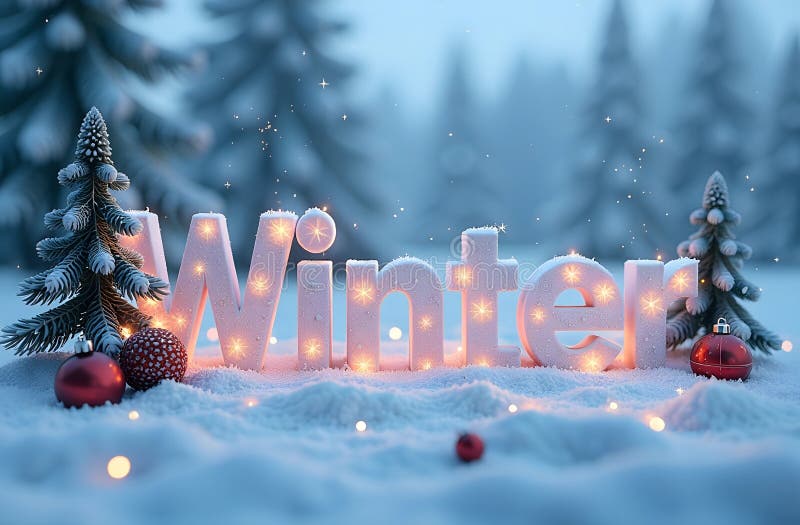 Winter 3d Text Effect with Ice Cool Theme. Blue Typography Template for ...