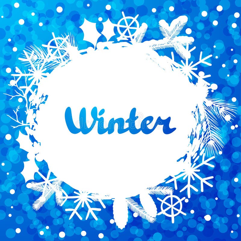 Winter Abstract Background Design with Snowflakes Stock Vector ...