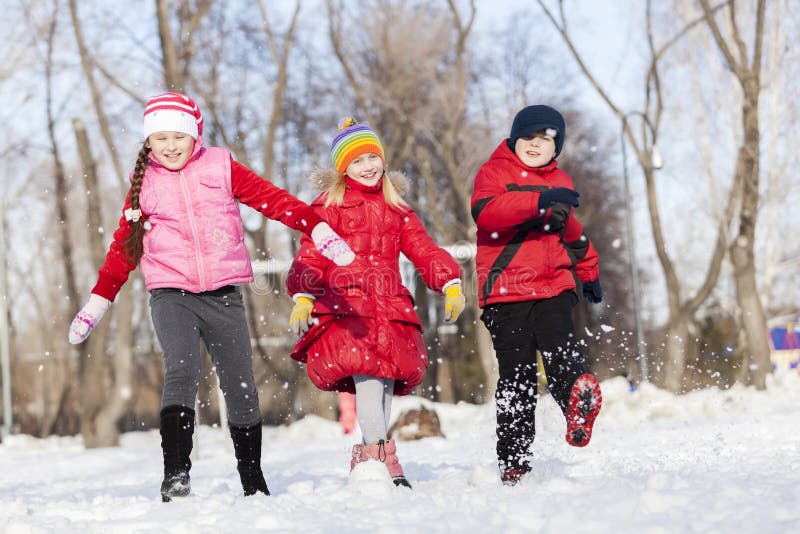 Winter activities stock photo. Image of jump, cute, kids - 54678300