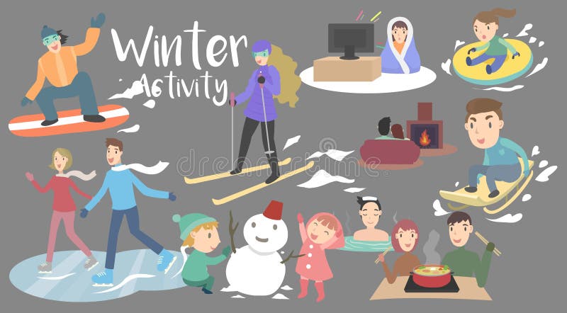Winter Activity stock vector. Illustration of cuddle - 119969677