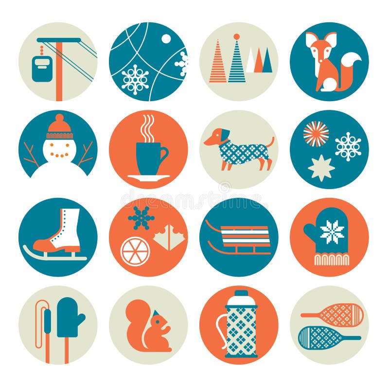Winter activity icon set stock vector. Illustration of nature - 58336925