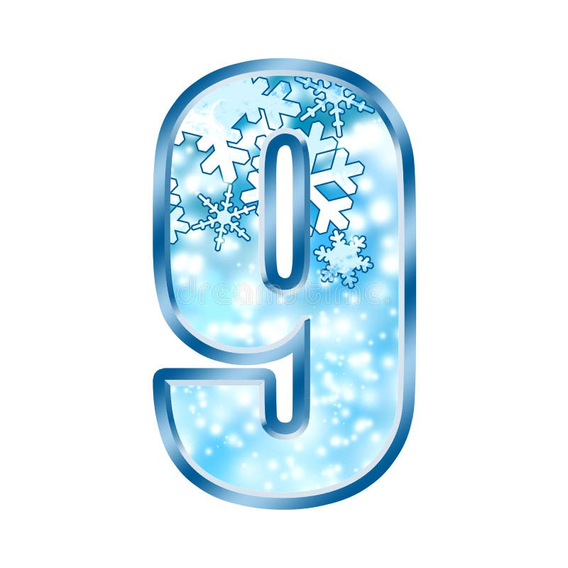 Winter Alphabet Number 9 Nine Stock Illustration - Illustration of type ...
