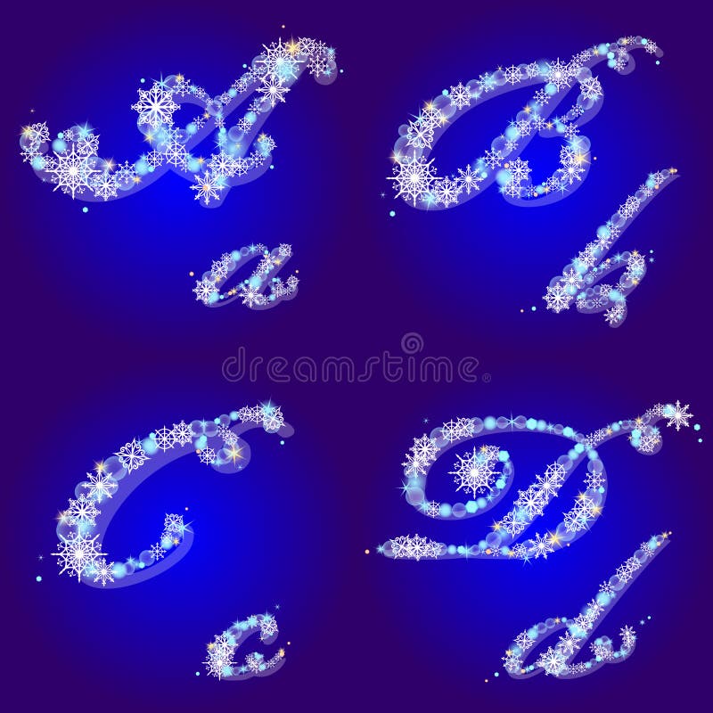 Winter Alphabet with Snowflakes Letters a,B,C,D Stock Vector ...