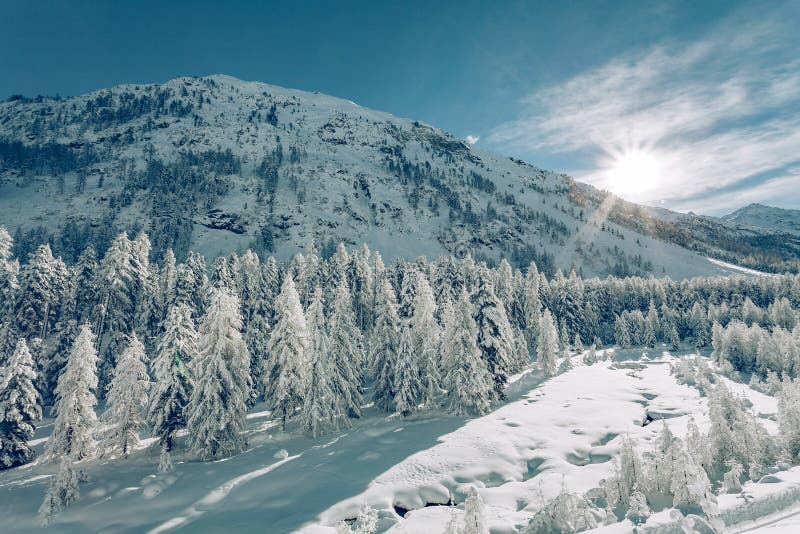 Alpine winter landscape stock photo. Image of bernina - 164994778