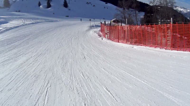 Winter Alpine Ski Resort Snow Forest And Skiers On A Ski Lift Pov