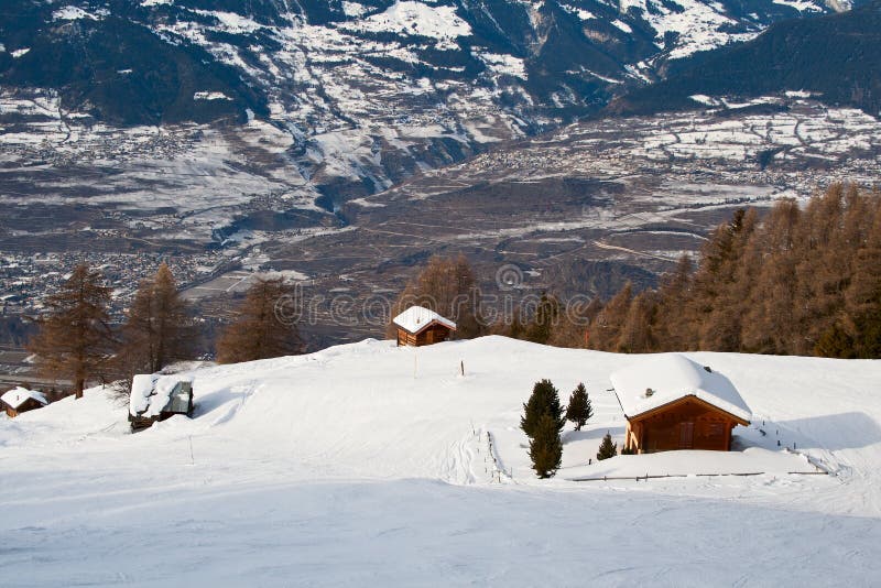 Winter in the Alps stock image. Image of route, coniferous - 27736647