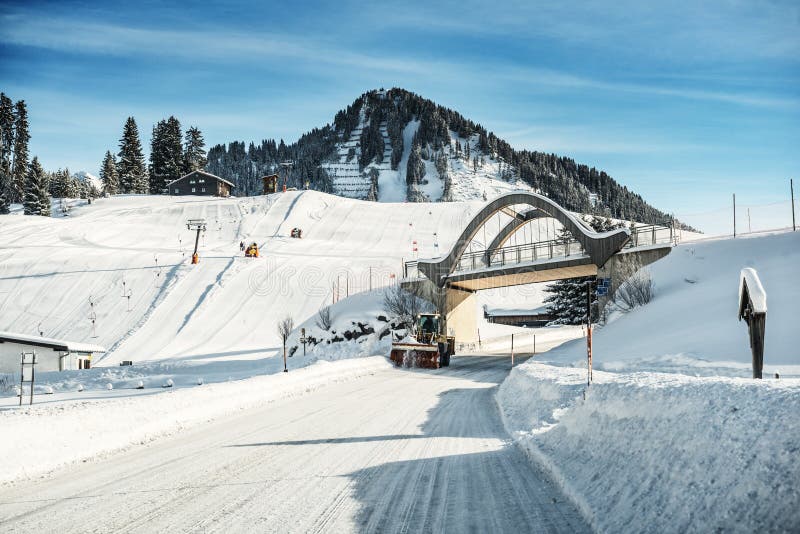 Winter in the Alps stock image. Image of hill, austria - 57161515