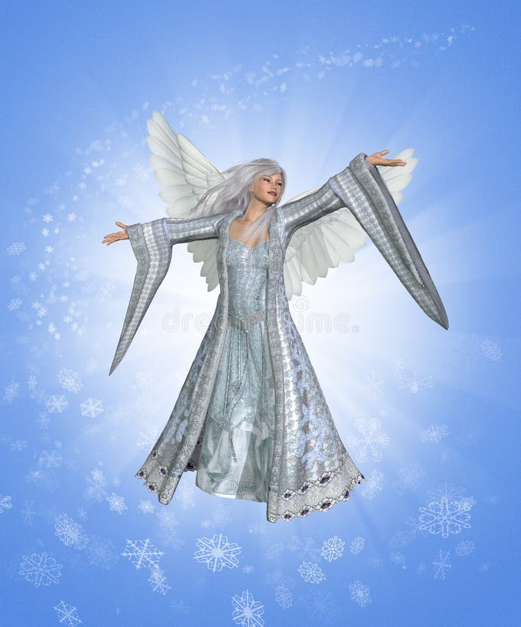 Winter Angel 3d CG stock illustration. Illustration of myth - 36477434