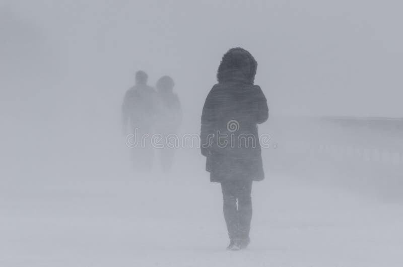 Winter Attack - People in Blizzard Stock Photo - Image of climate ...