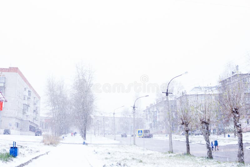 WINTER ATTACK - People Walking through the Blizzard . Stock Photo ...