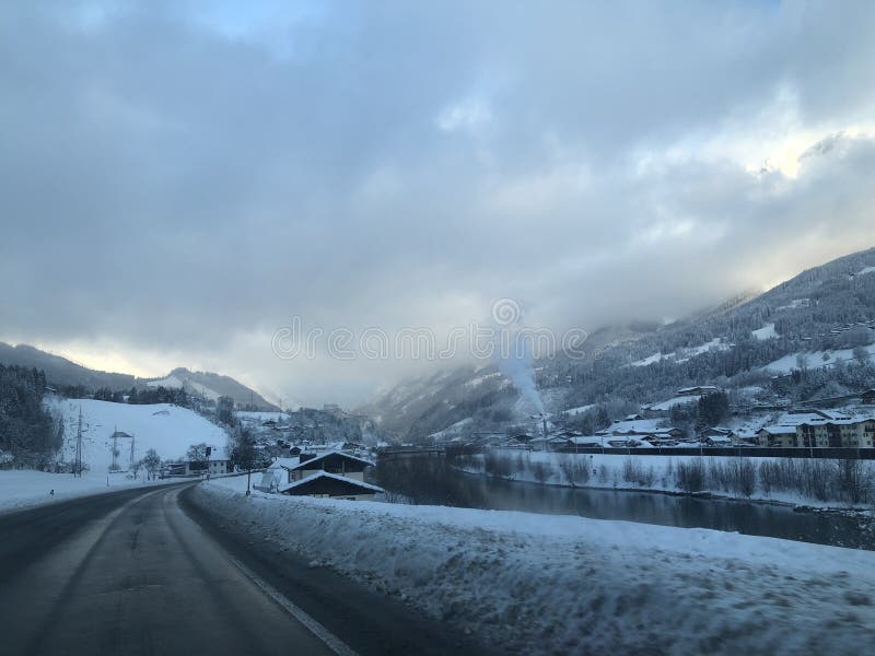 Winter in Austria, 2019 Snowfall in Golling Stock Photo - Image of blue ...