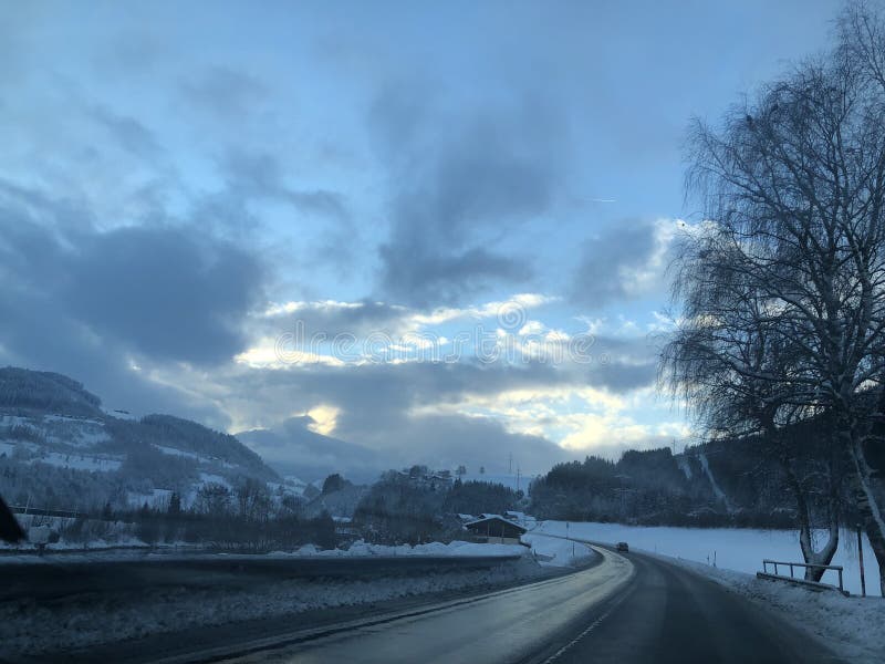 Winter in Austria, 2019 Snowfall in Golling Stock Photo - Image of blue ...