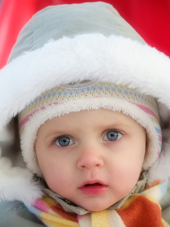 Winter baby stock image. Image of face, woolen, wintertime - 22709759